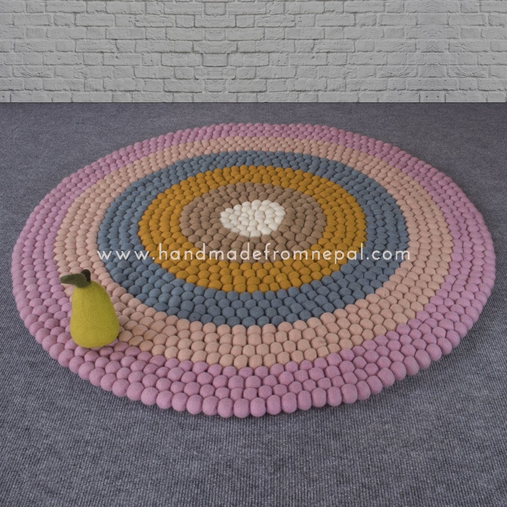 Light Rainbow Felt Ball Rug Rug Size 100cm