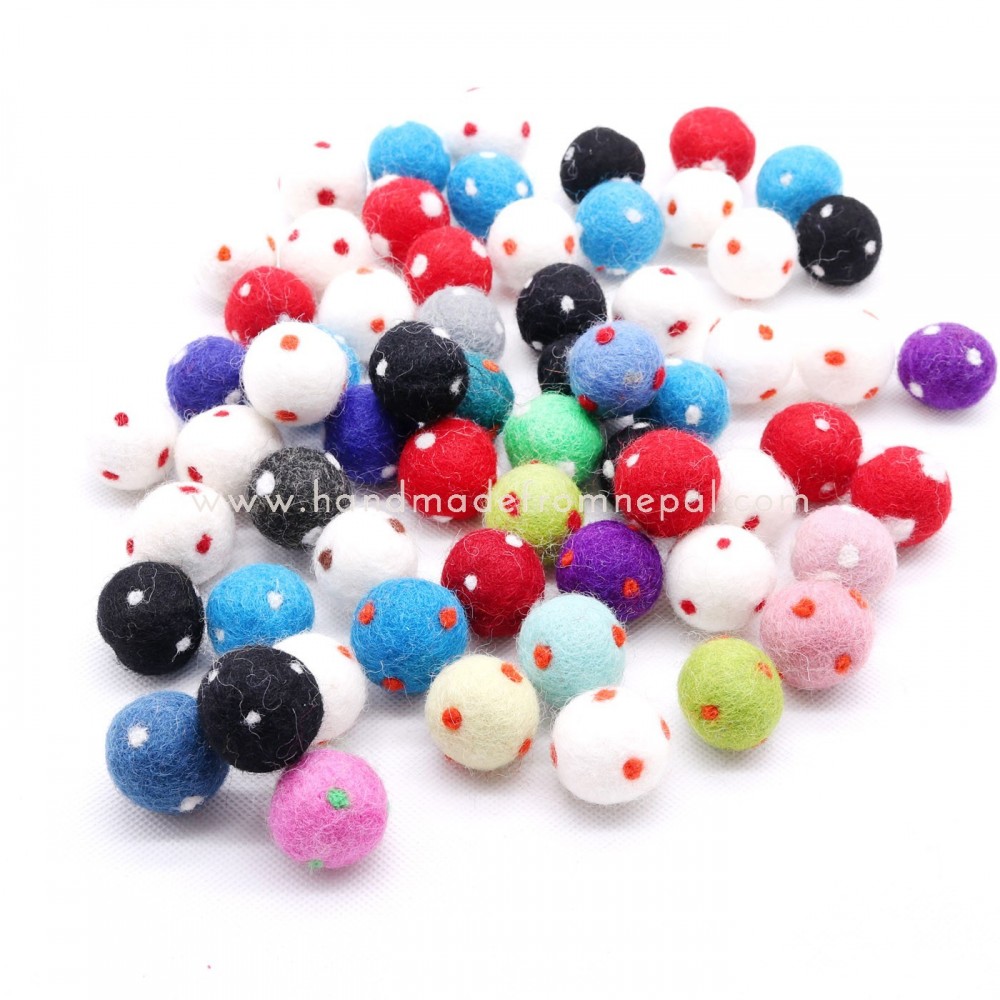 2cm felt polka dot ball, felt dot ball