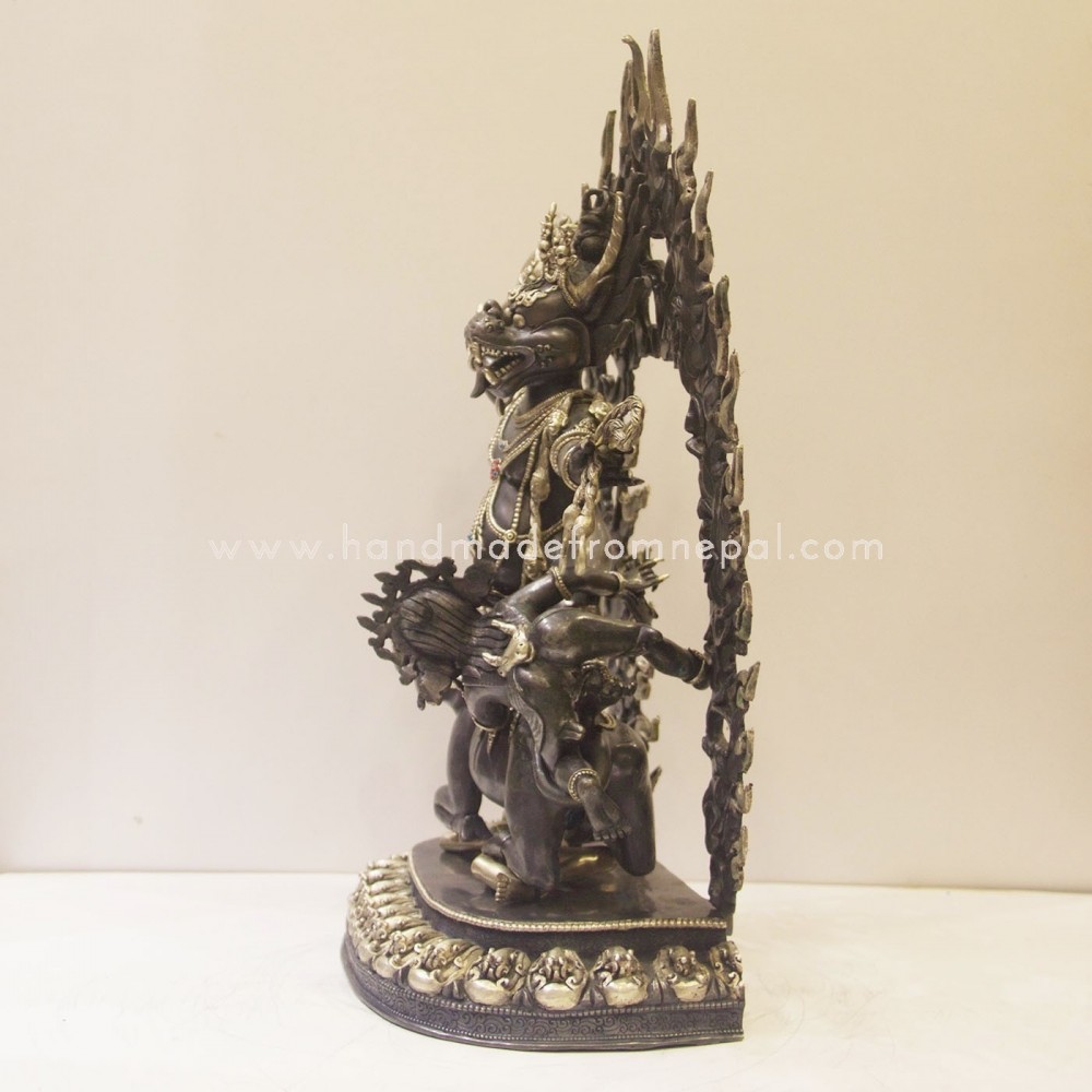 22 inch Yamantaka Silver Plated Statue Handmade in Nepal